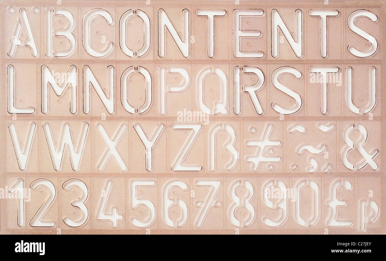 Stencil lettering letters alphabet numbers symbol hi-res stock ...