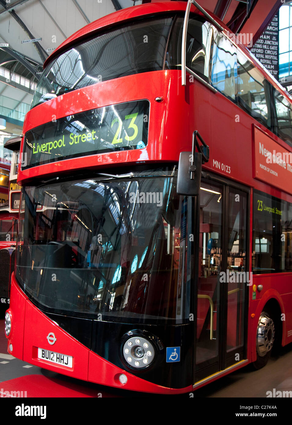 Mock-up of new London bus in London Transport Museum, Covent Garden ...