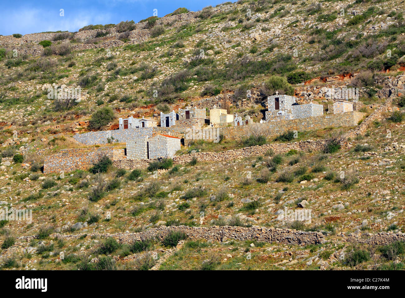 The famous tomb-houses of Mani, Greece Stock Photo - Alamy