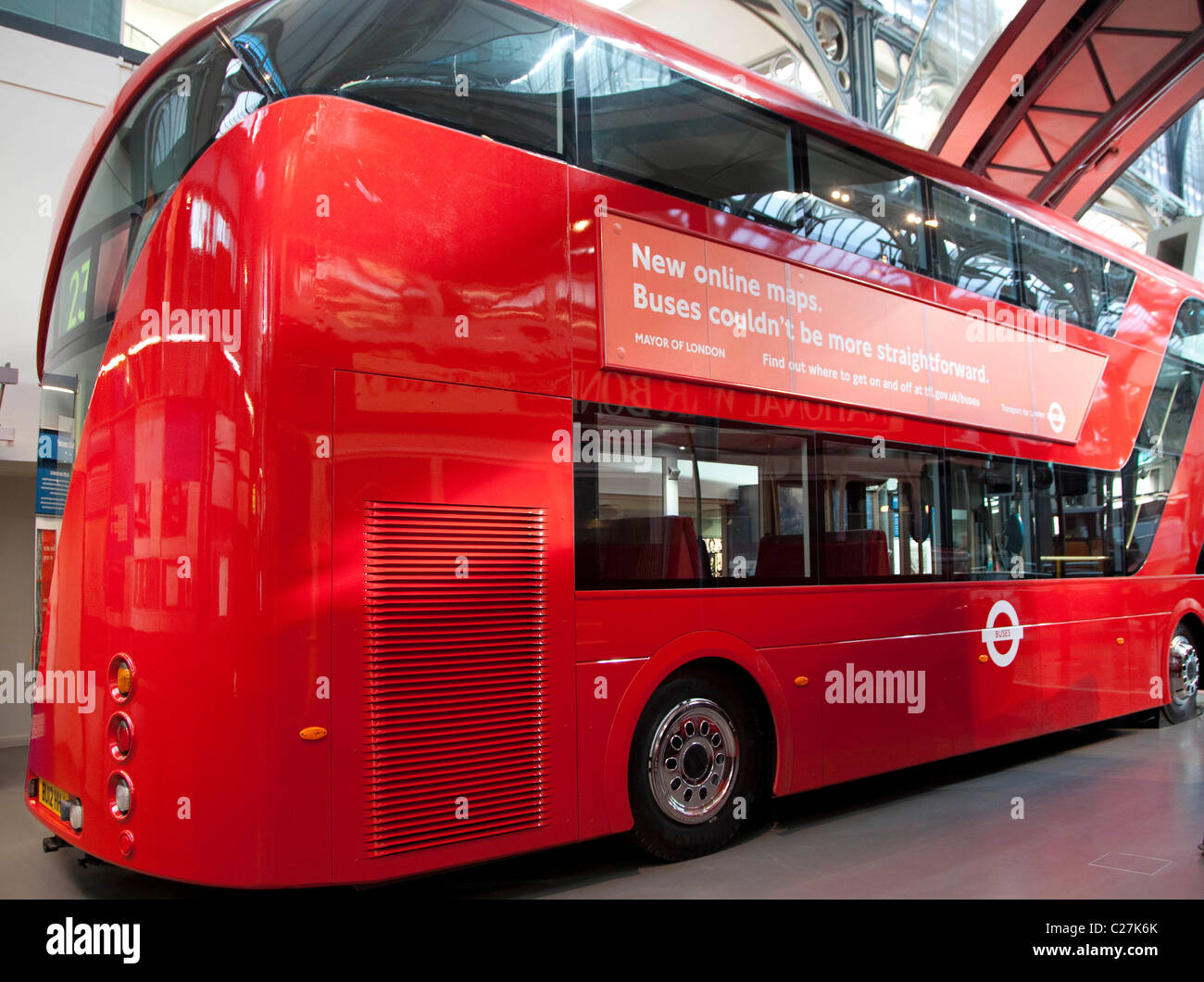 Mock-up of new London bus in London Transport Museum, Covent Garden ...