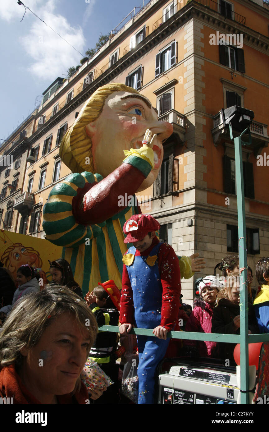carnival procession celebrations in via nazionale street in rome italy ...
