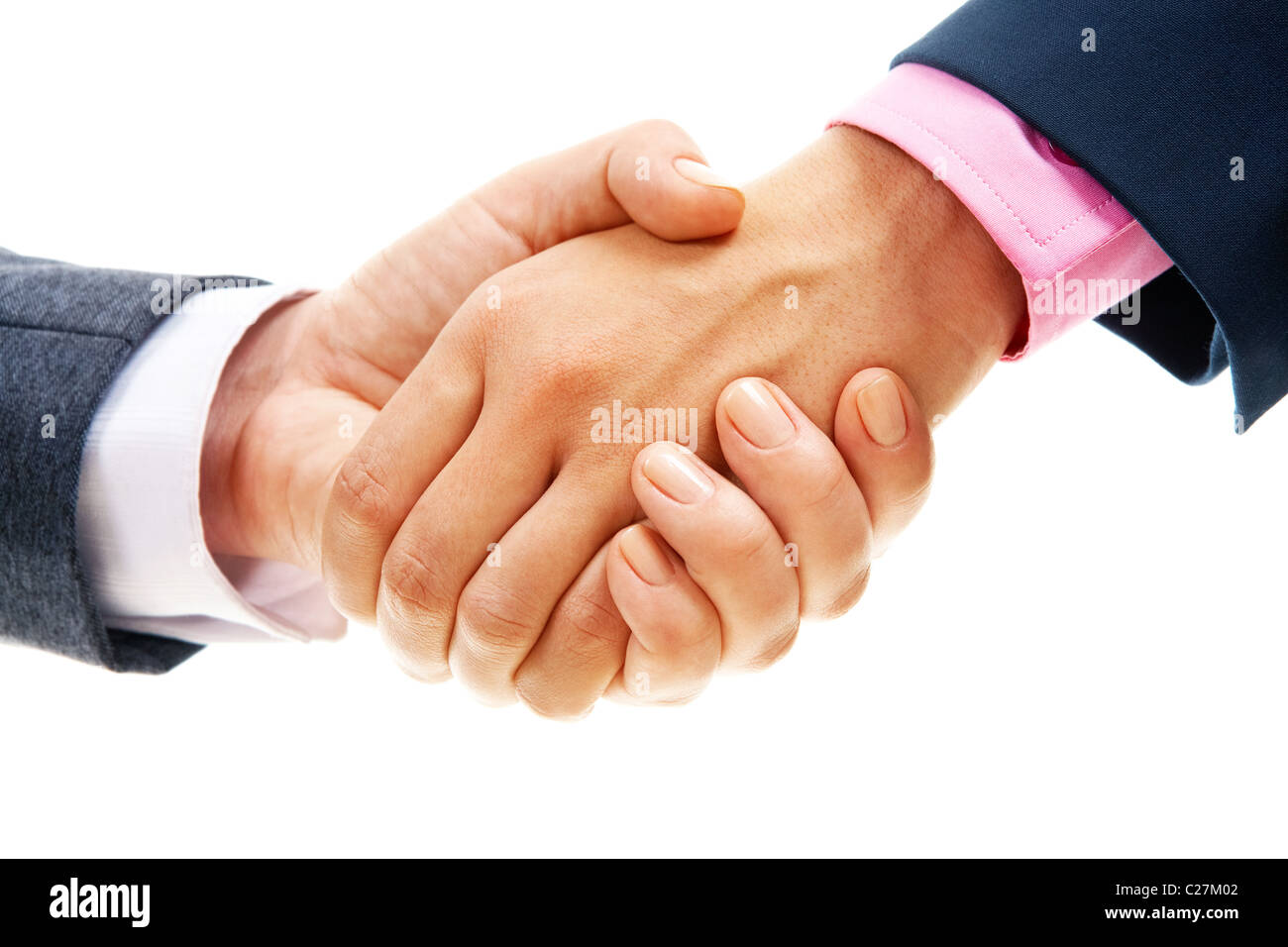 Photo of handshake of business partners after signing promising ...