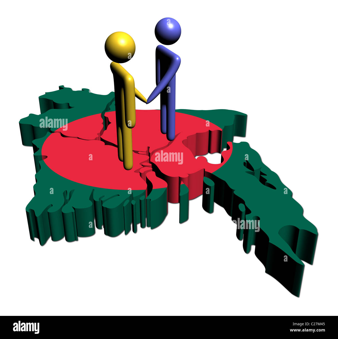 people shaking hands with Bangladesh map flag illustration Stock Photo ...