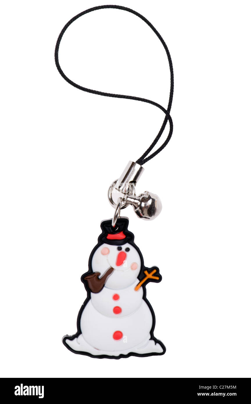 object on white - keychain snowman close up Stock Photo - Alamy
