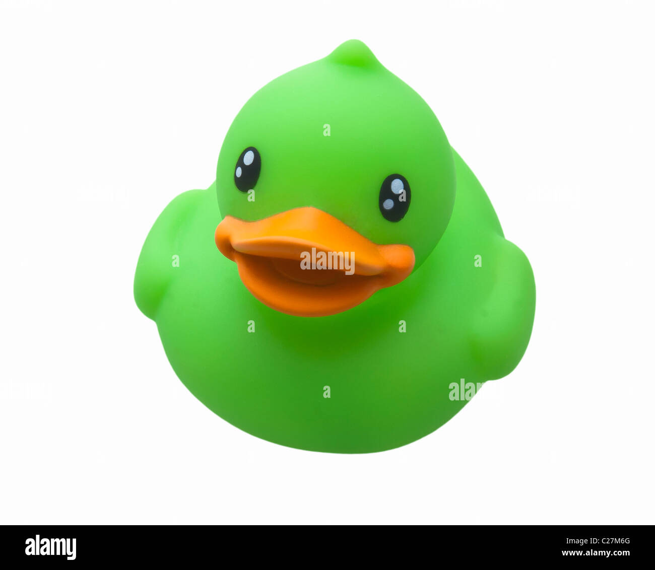 cheeky green rubber duck isolated against a white background Stock ...