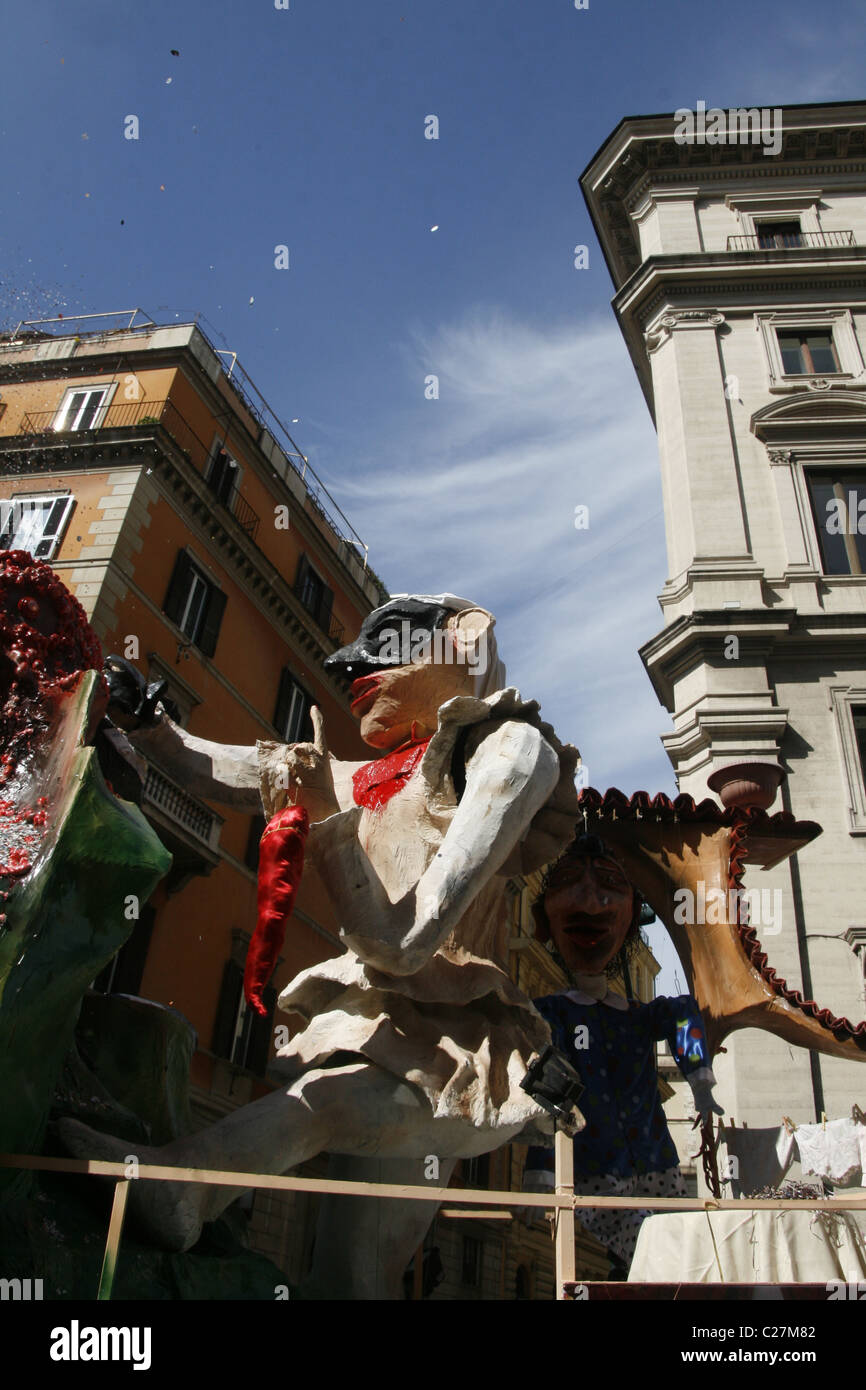 carnival procession celebrations in via nazionale street in rome italy ...