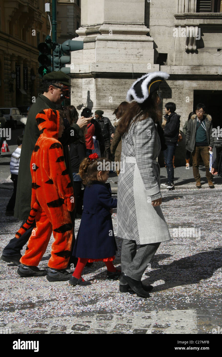 carnival procession celebrations in via nazionale street in rome italy ...