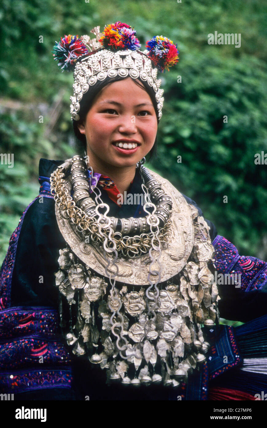 Miao girl in festival dress, Wongxiang, Guizhou, China Stock Photo - Alamy