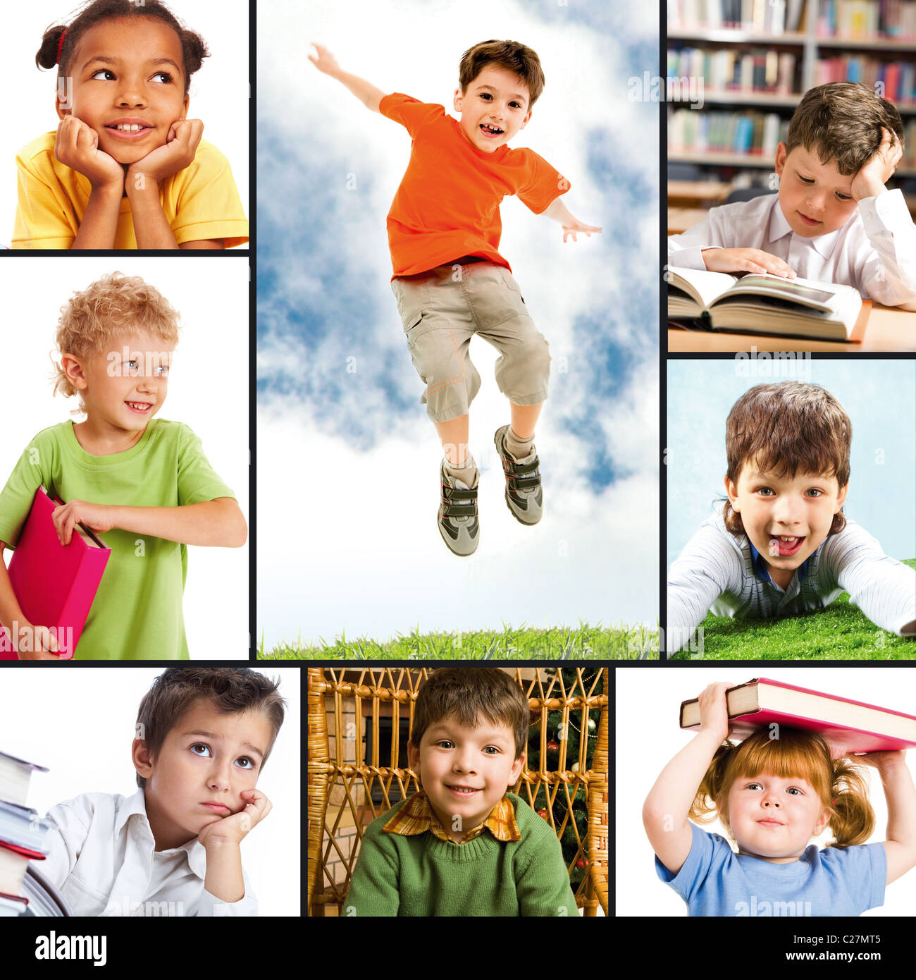 Collage of portraits of different schoolkids Stock Photo - Alamy