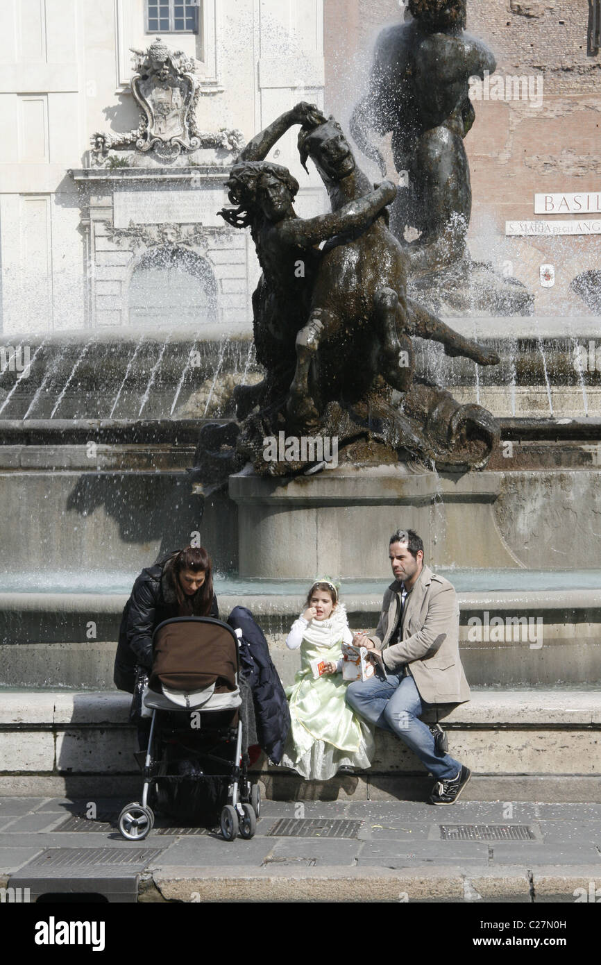 carnival procession celebrations in via nazionale street in rome italy ...