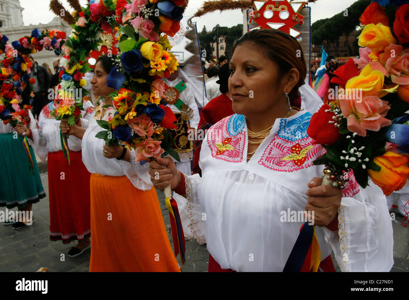 latin american carnival procession celebrations in piazza venezia ...