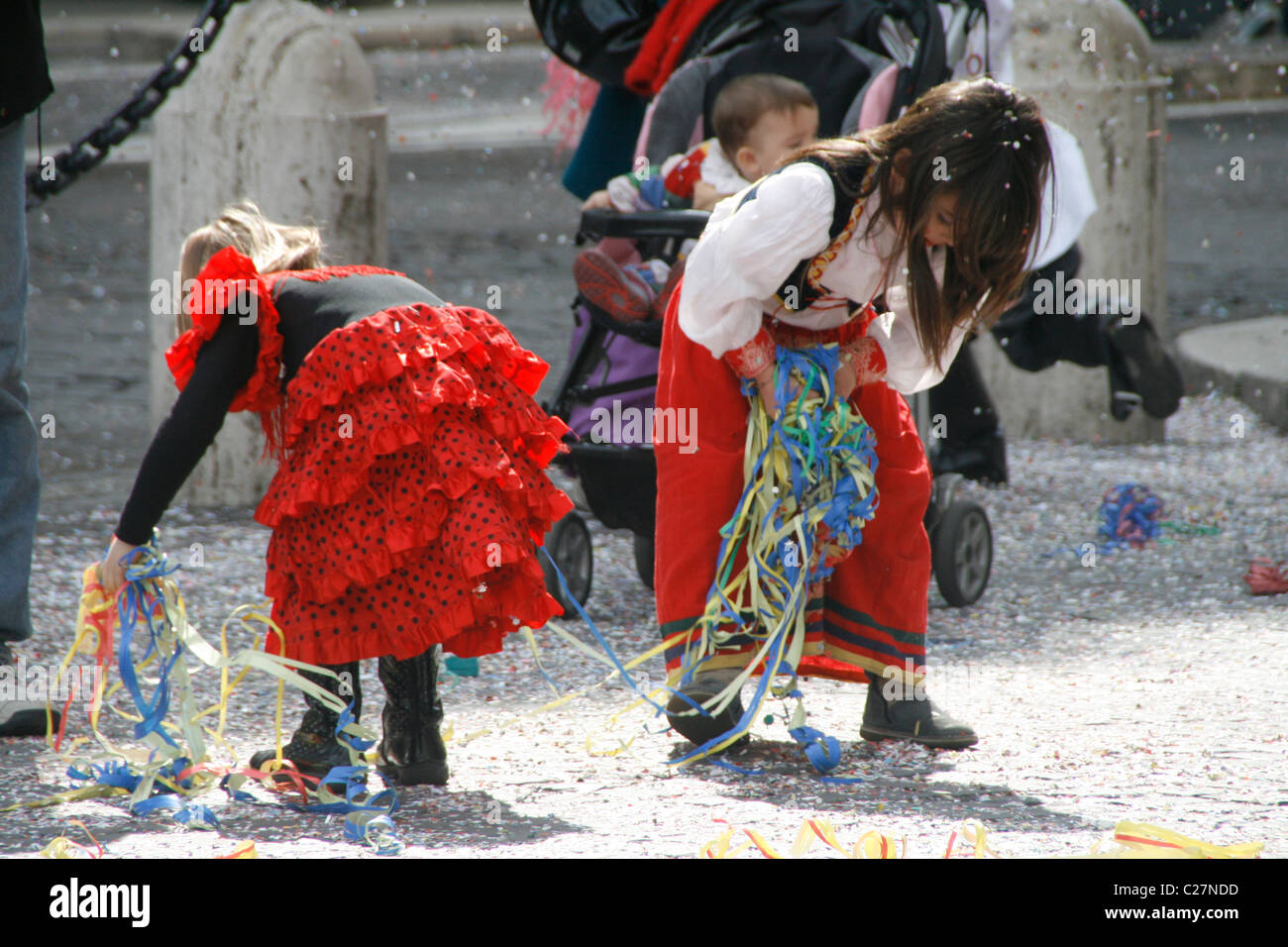 carnival procession celebrations in via nazionale street in rome italy ...
