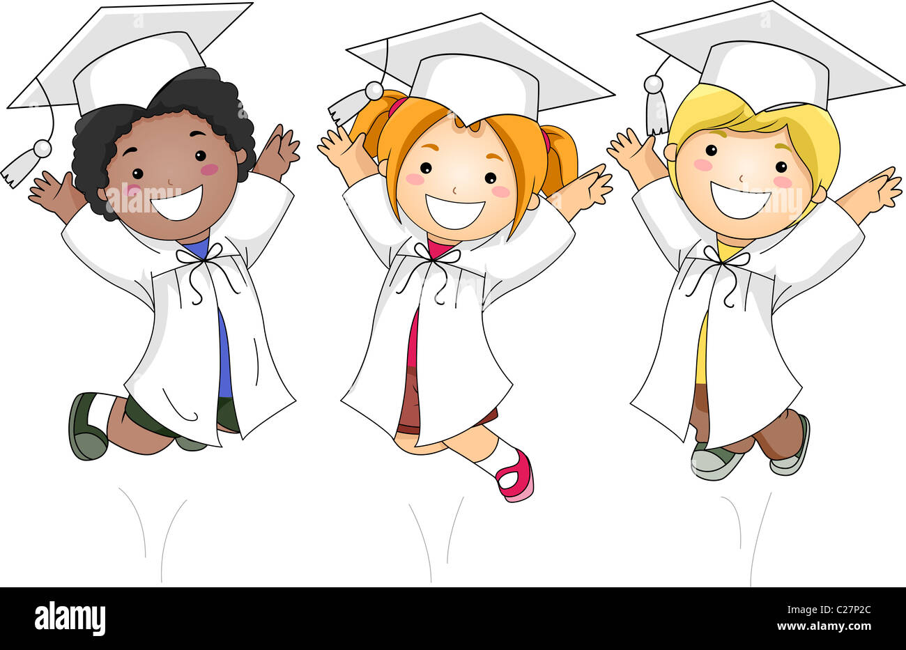Illustration of Kids Jumping Happily Stock Photo - Alamy