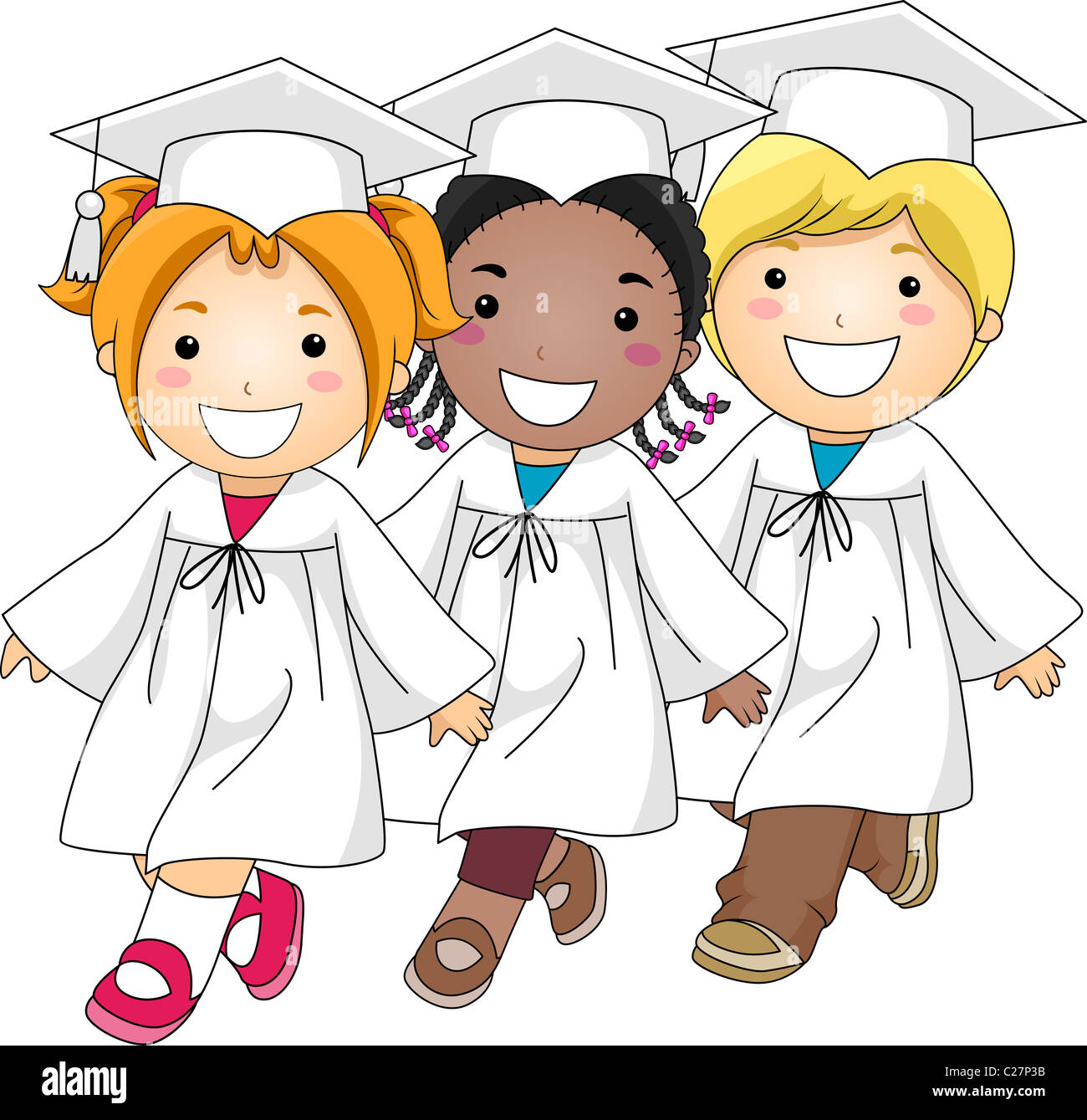 Illustration of Kids Doing the Graduation March Stock Photo - Alamy