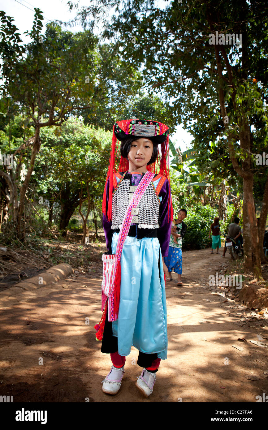 Lisu hill tribes girl wearing traditional cloth for celebrate New year ... Lisu hill tribes girl wearing traditional cloth for celebrate New year ...