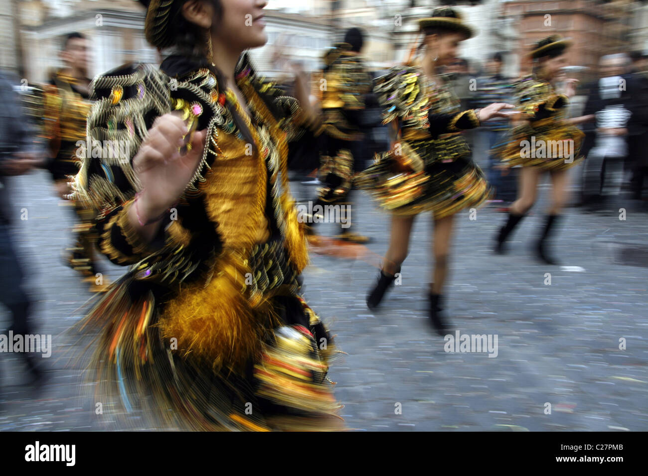 latin american carnival procession celebrations in piazza venezia ...