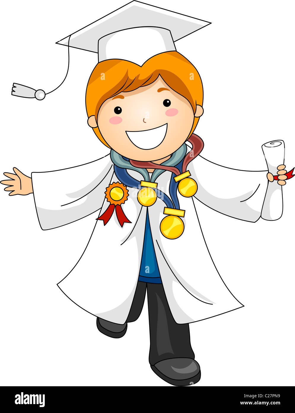 Illustration of a Boy Decorated with Medals Stock Photo - Alamy