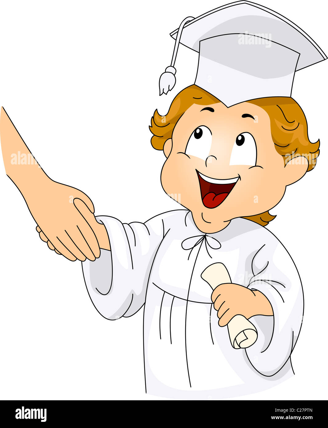 Illustration of a Little Graduate Shaking Hands with his Teacher Stock ...