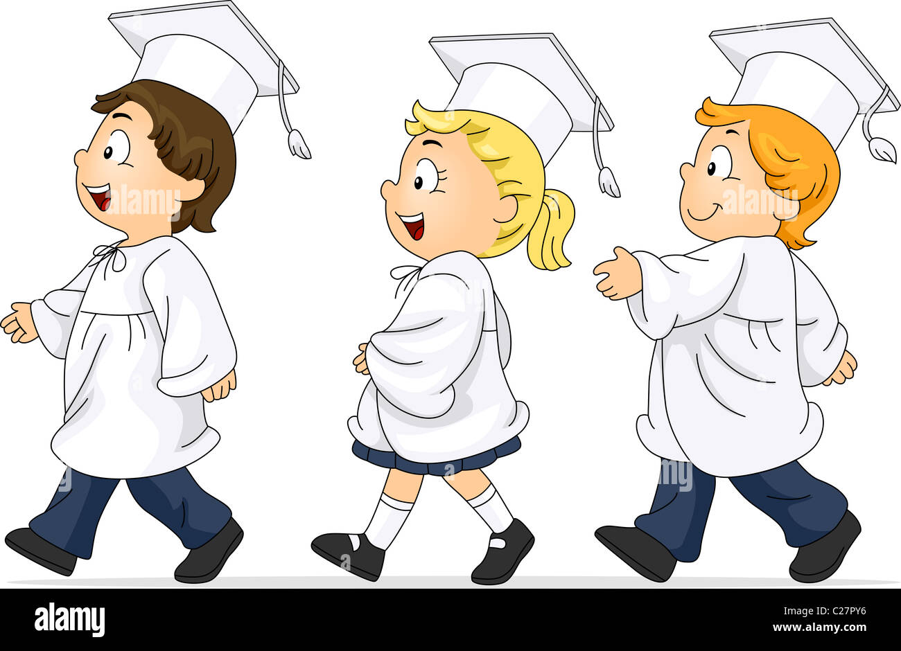 Illustration of Kids Participating in the Graduation March Stock Photo ...