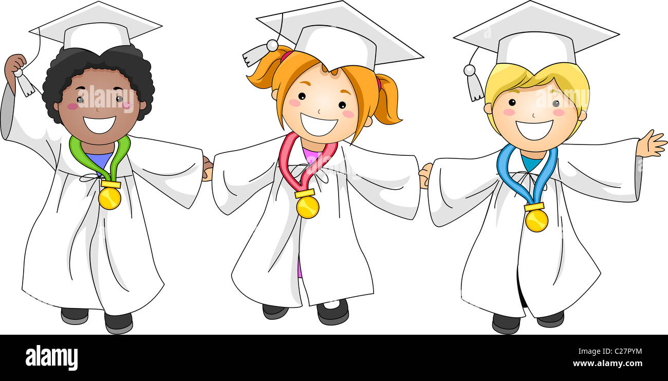 Illustration of Kids Decorated with Medals Stock Photo - Alamy