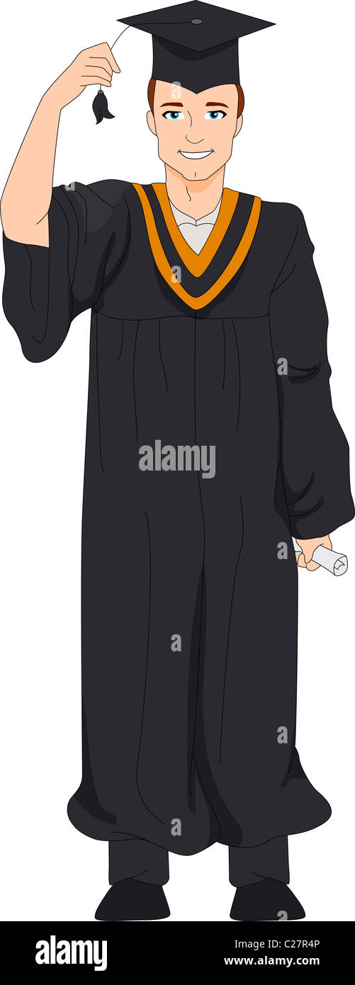 Cartoon graduate man holding diploma hi-res stock photography and ...