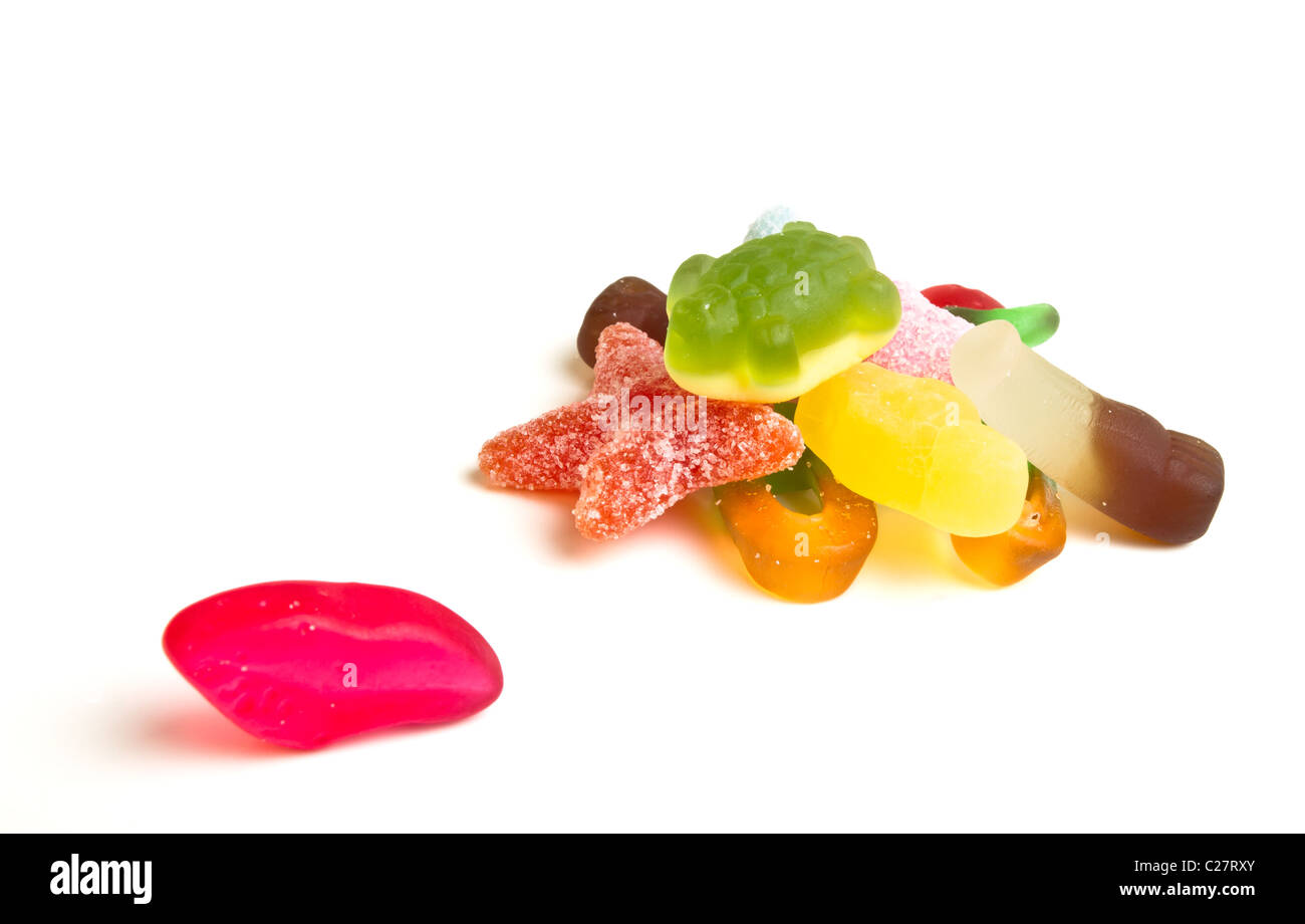 Kids jelly sweet mix up from low perspective Stock Photo - Alamy
