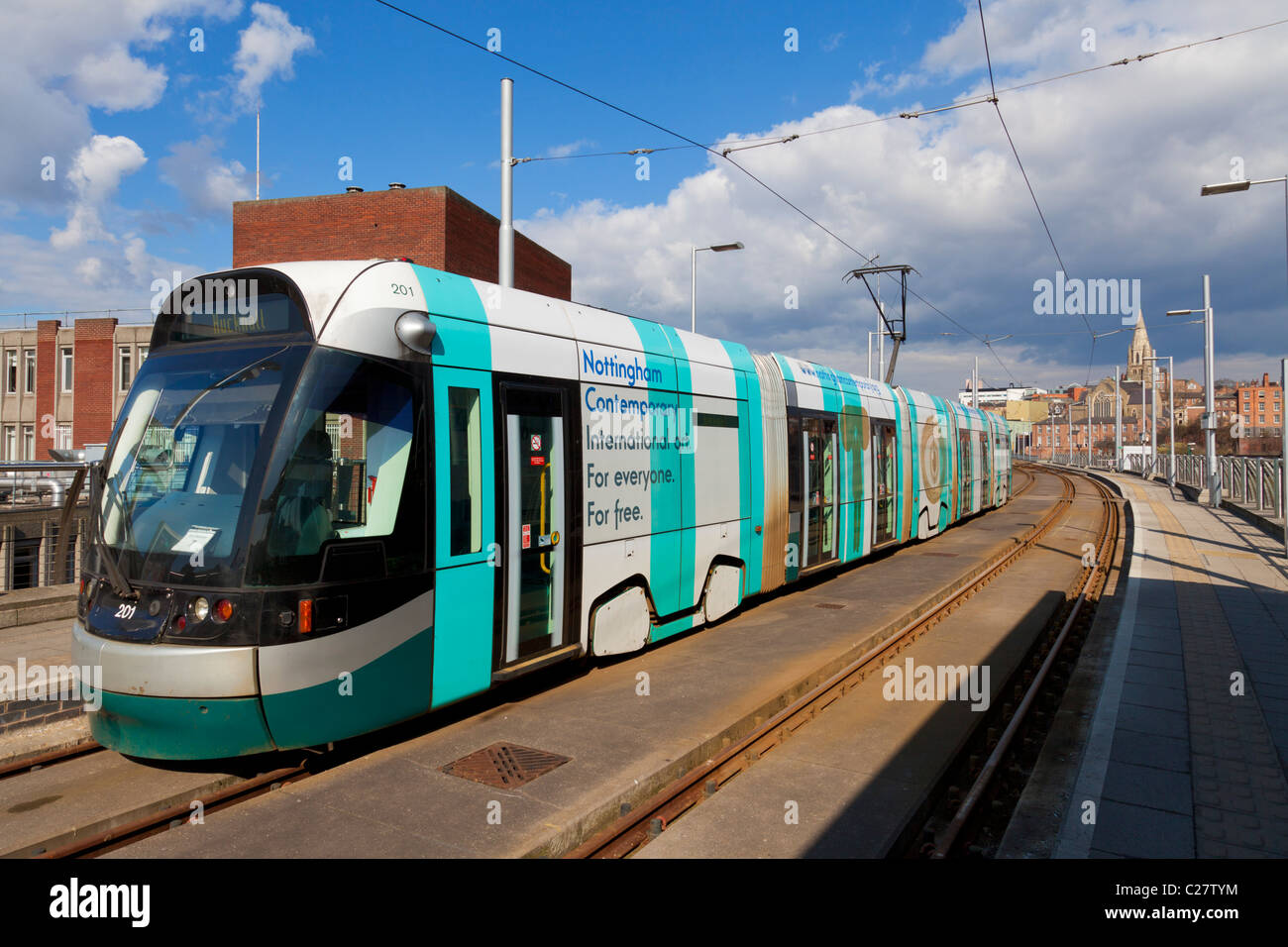 Nottingham city tram at terminus Nottingham City Centre England UK GB ...