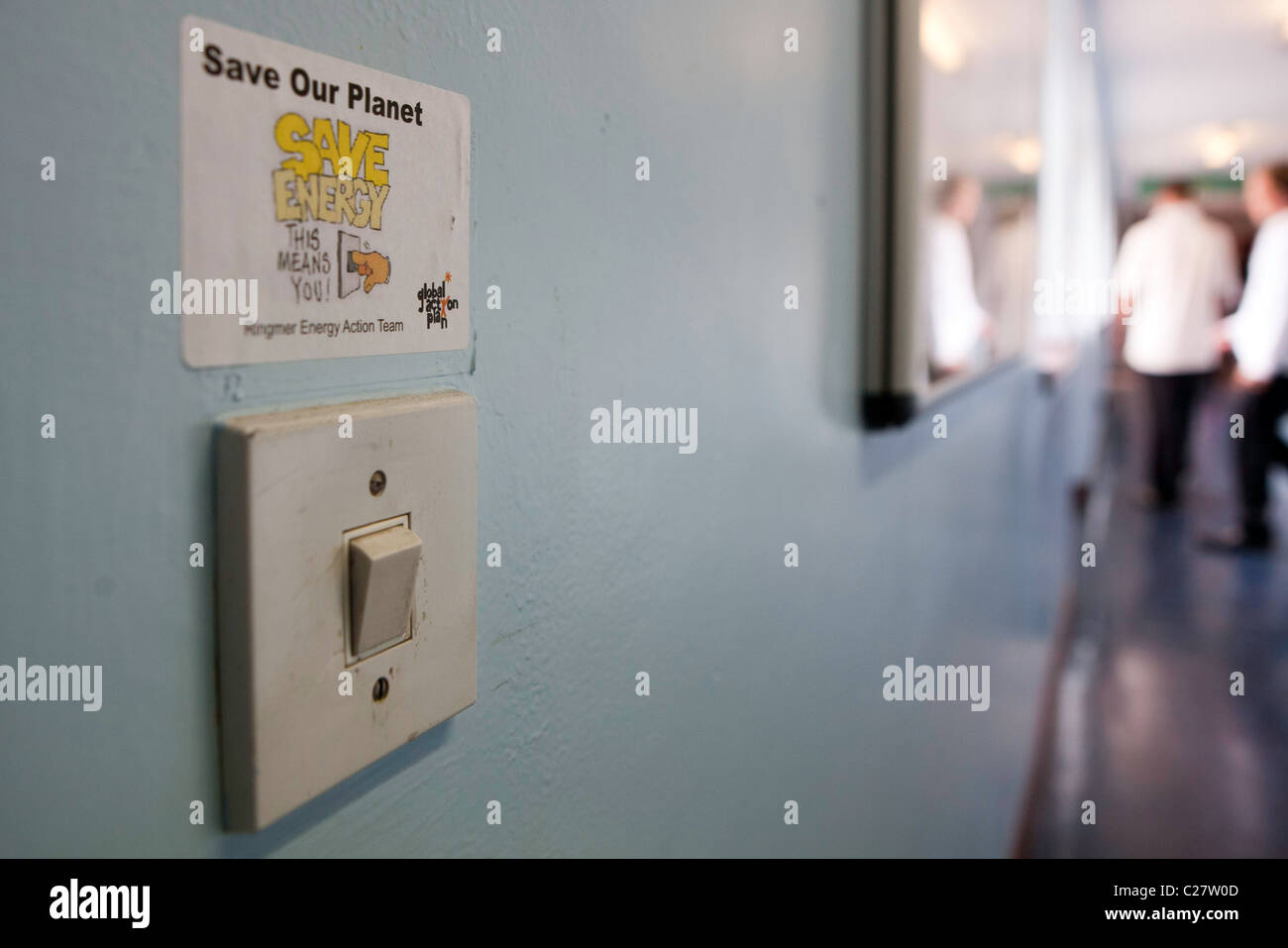 Sign to remind people to turn off the lights to save energy Stock Photo ...