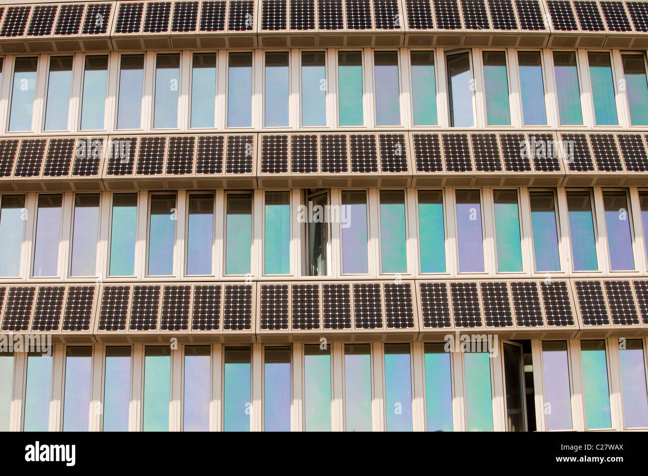 Solar panels on a building on the campus of Northumbira University ...
