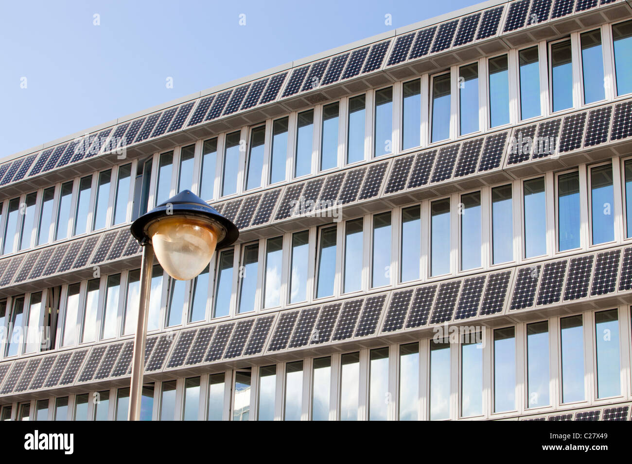 Solar panels on a building on the campus of Northumbira University ...