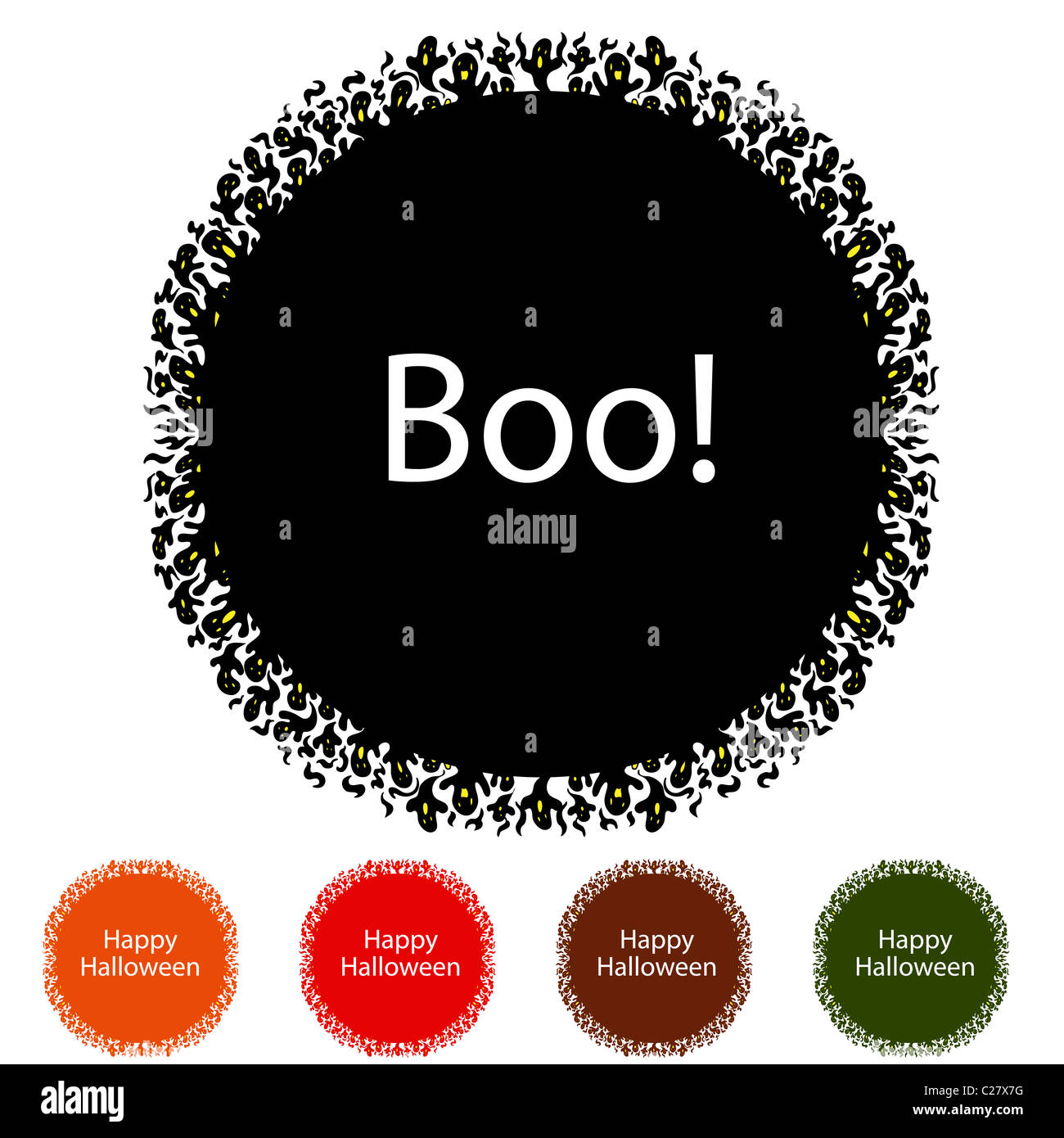 An image of Halloween ghost circle icons Stock Photo - Alamy