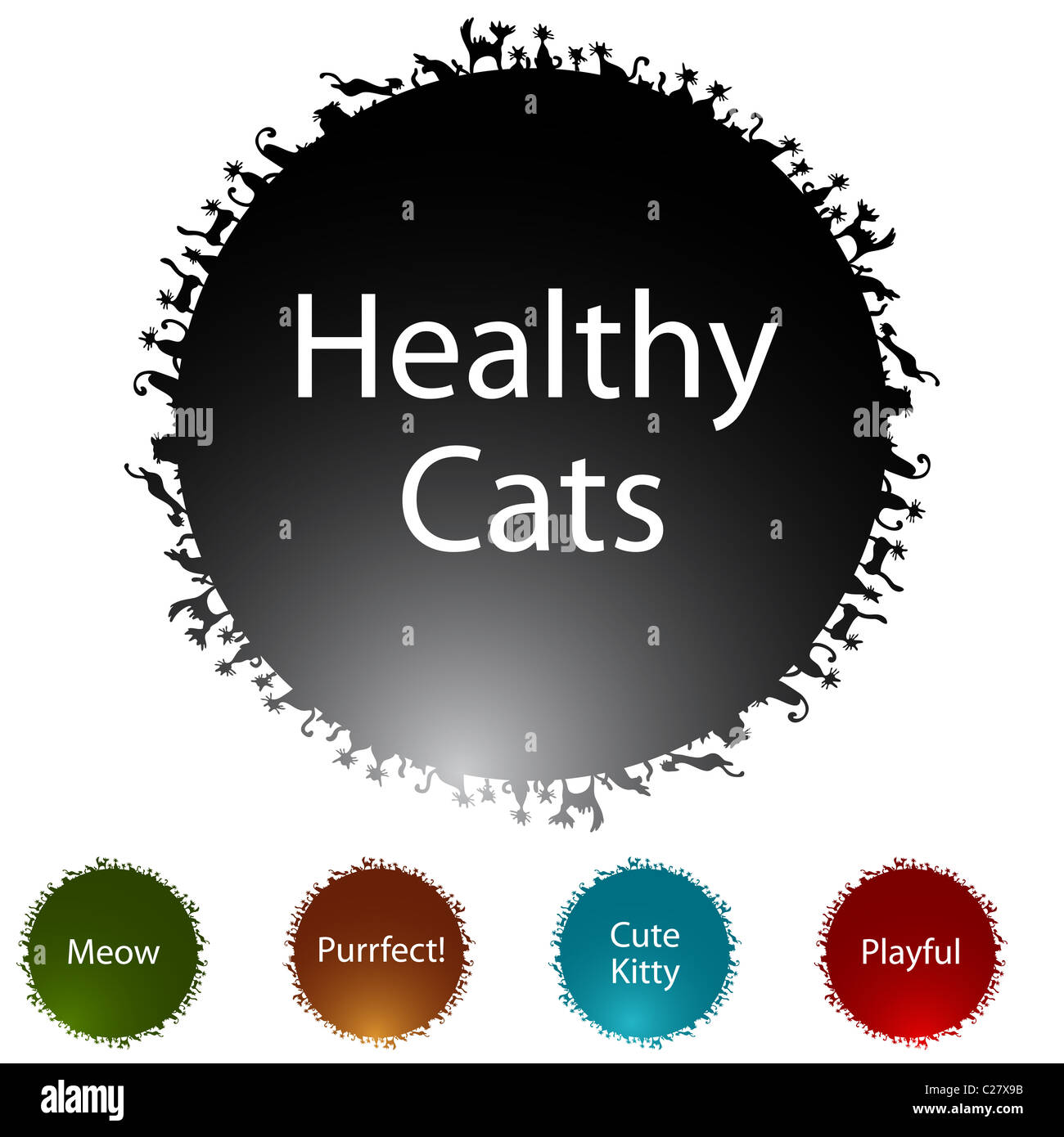 An image of a cat circle icon set Stock Photo - Alamy