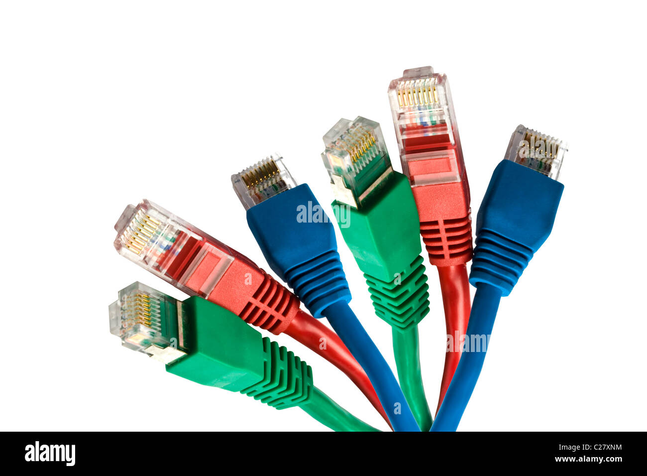 Colorful network cables isolated on white background Stock Photo - Alamy