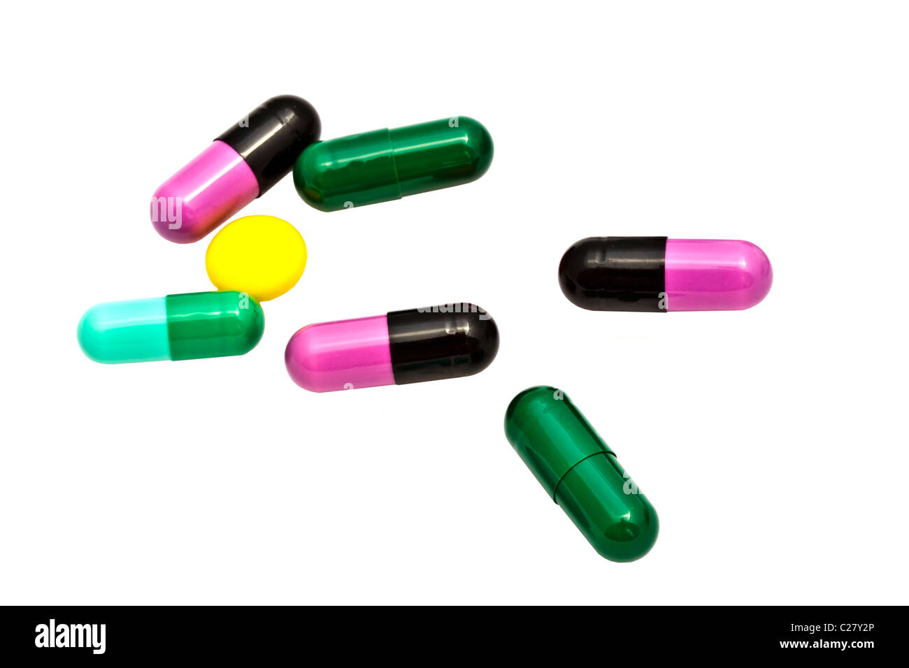 colorful capsules isolated on white background Stock Photo - Alamy