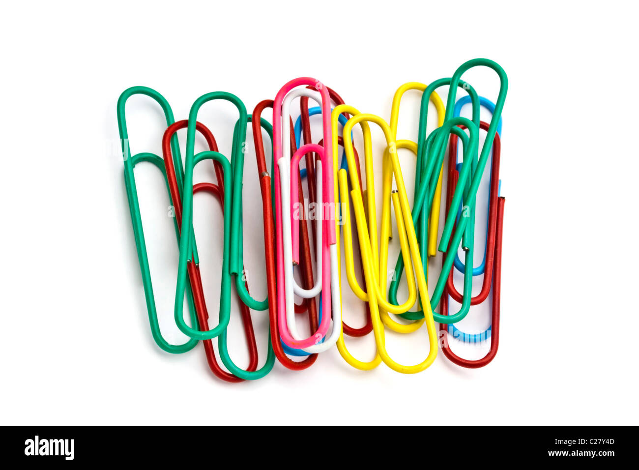 Colorful paper-clips closeup on white background Stock Photo - Alamy