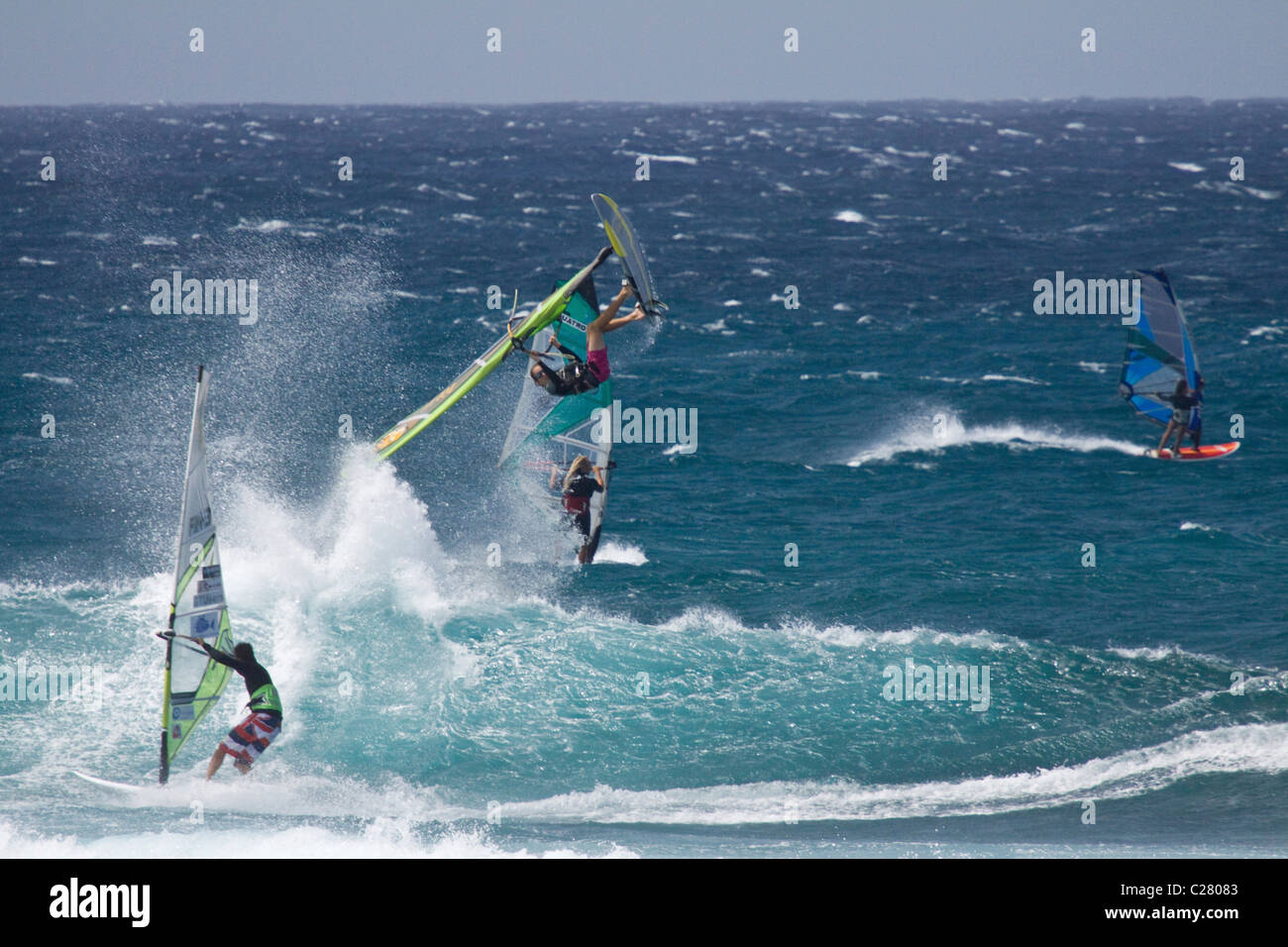Hang Time. Extreme Windsurfing on Mauis famous Hookipa Beach, located ...