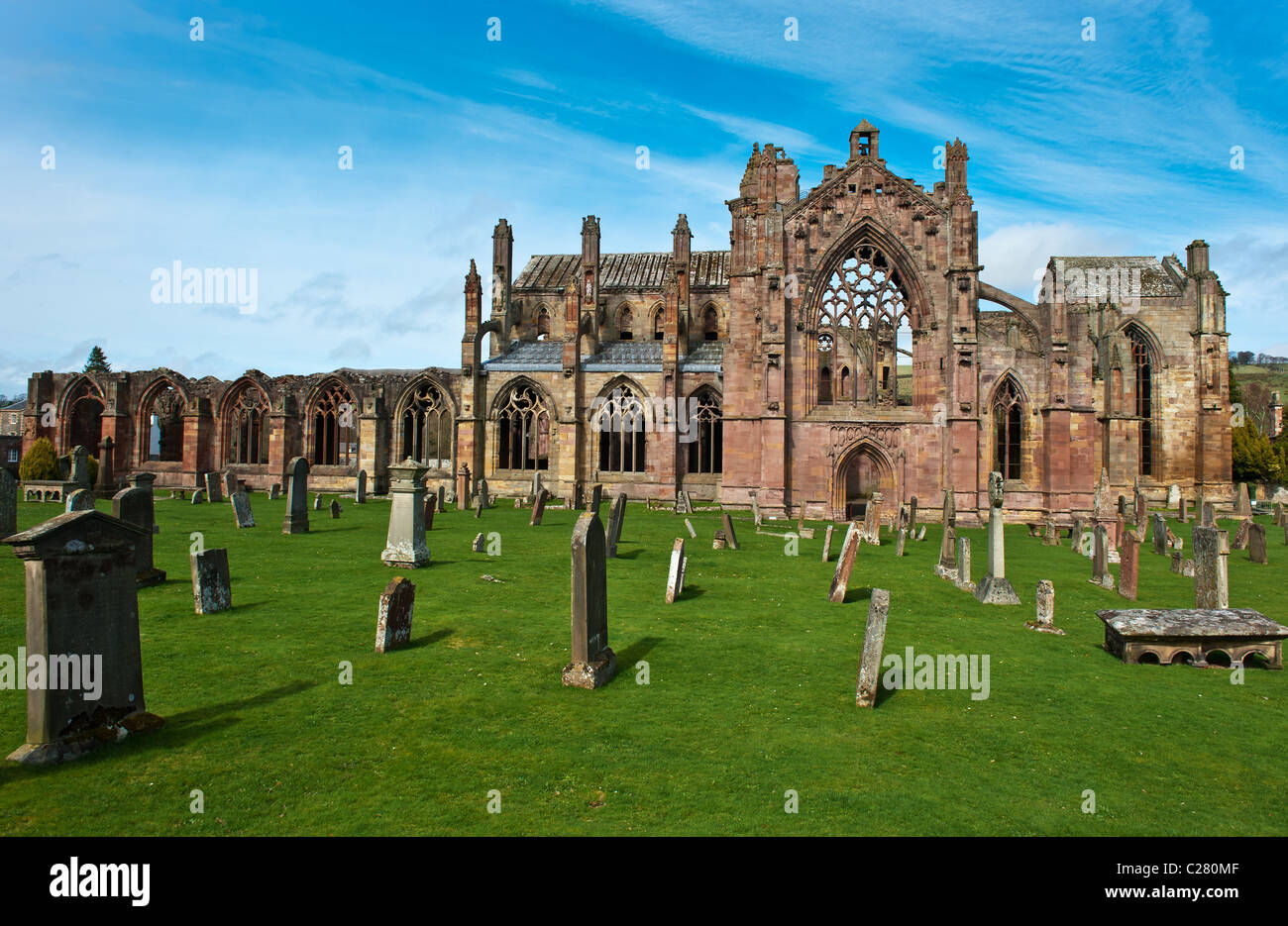 Melrose Abbey, Melrose in the Scottish Borders Stock Photo - Alamy
