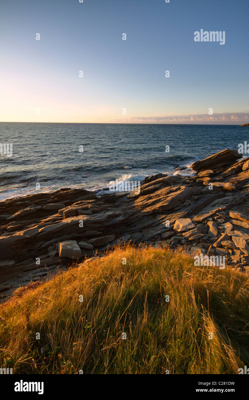 Barren picturesque shoreline near the town of Cheticamp on west coast ...