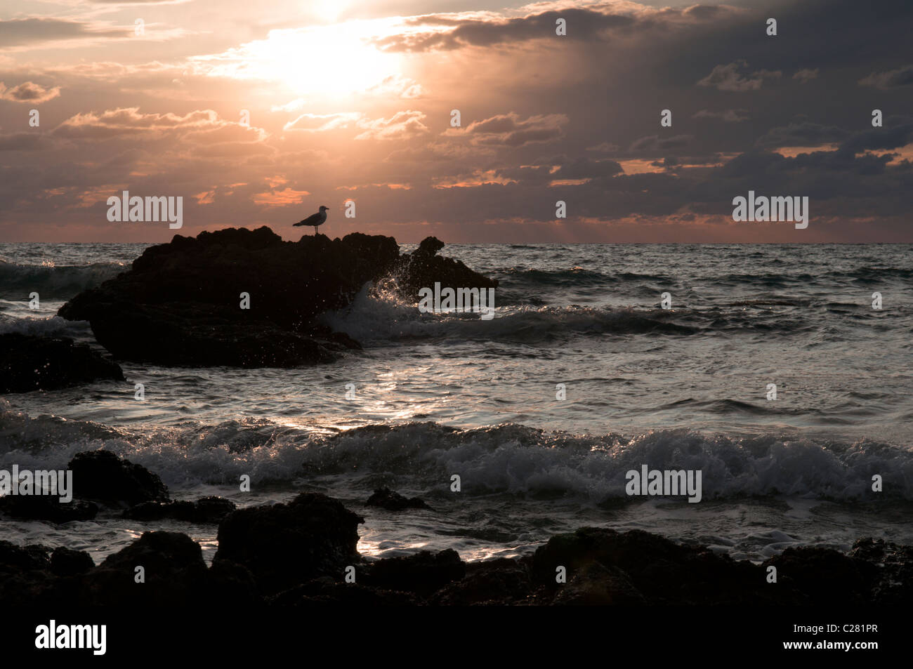 Corfu, Greece. October. Sunset from Pelekas beach Stock Photo - Alamy