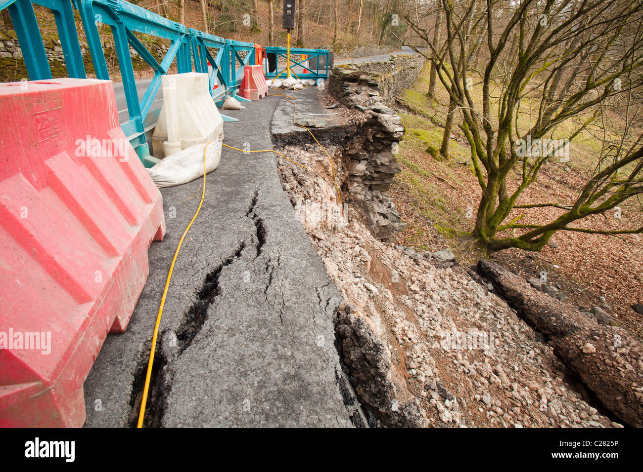 A road in the Langdale Valley collapsed due to extreme weather ...