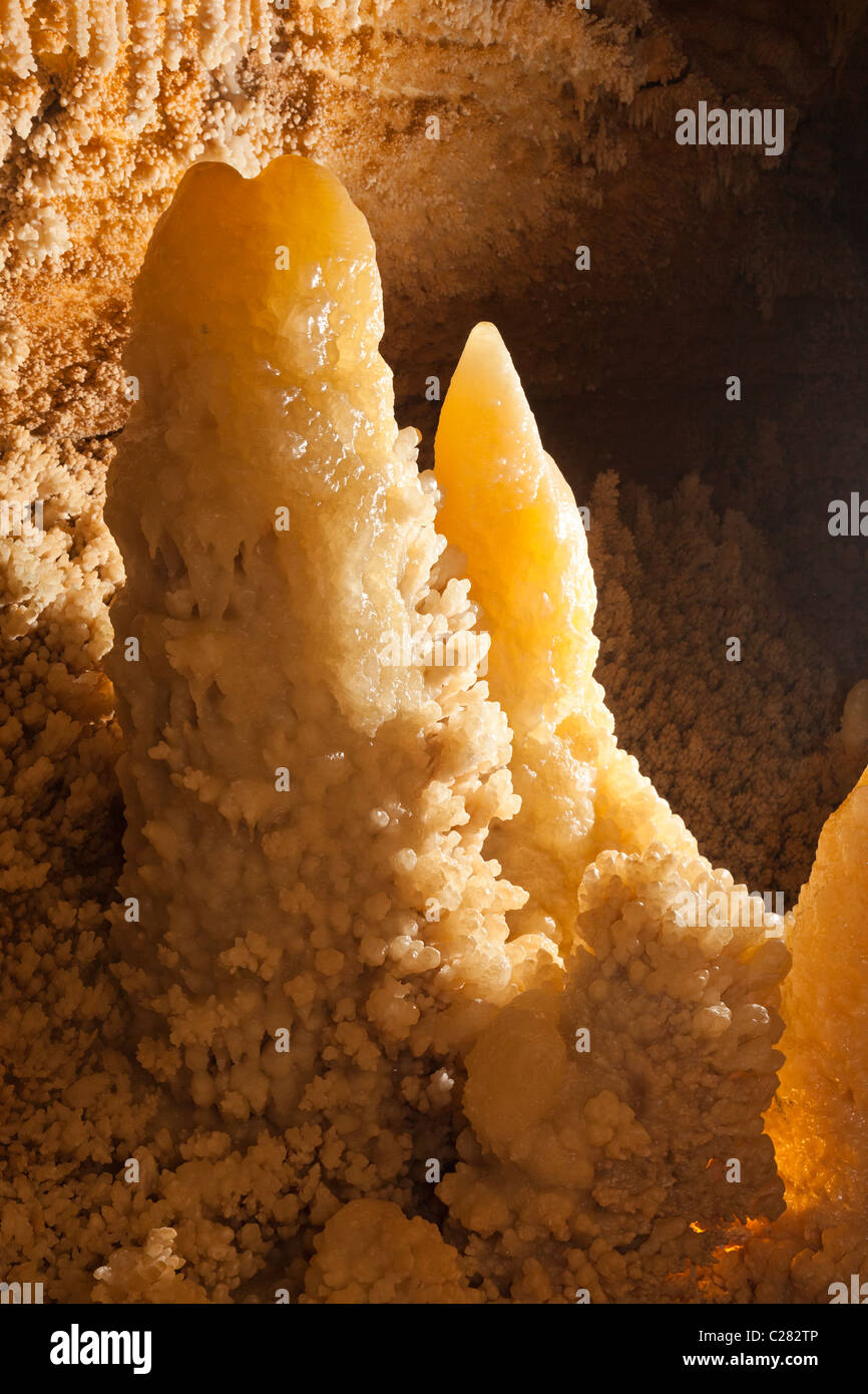 Calcite stalagmite formation covered in crystals Caverns of Sonora ...