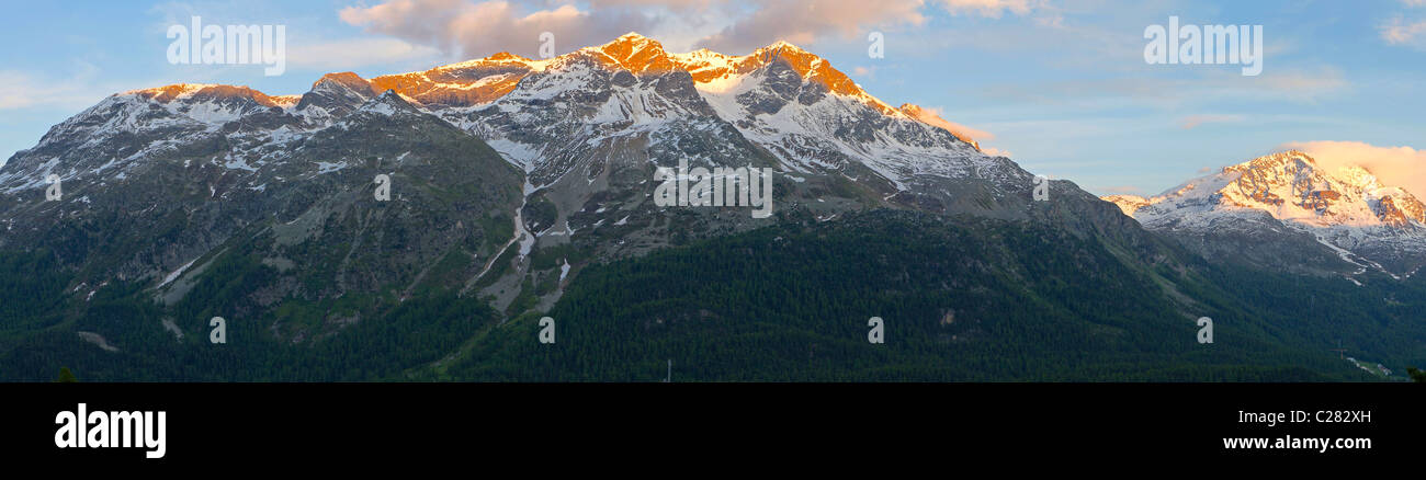 St. Moritz Switzerland: panorama of a high snow capped alpine mountain ...