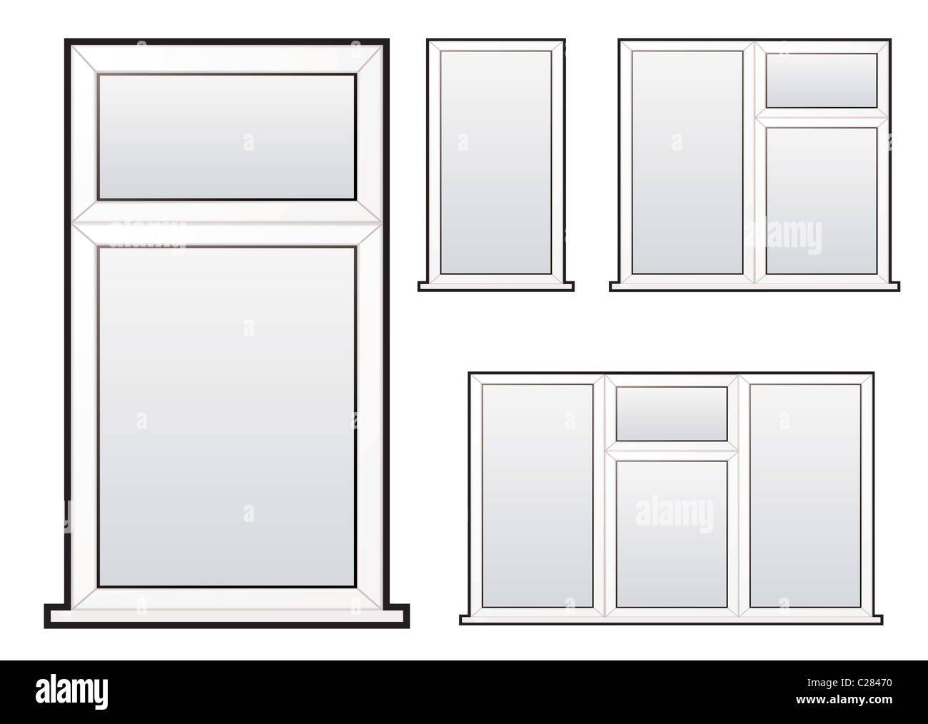 White plastic double glazed window illustration collection concept ...