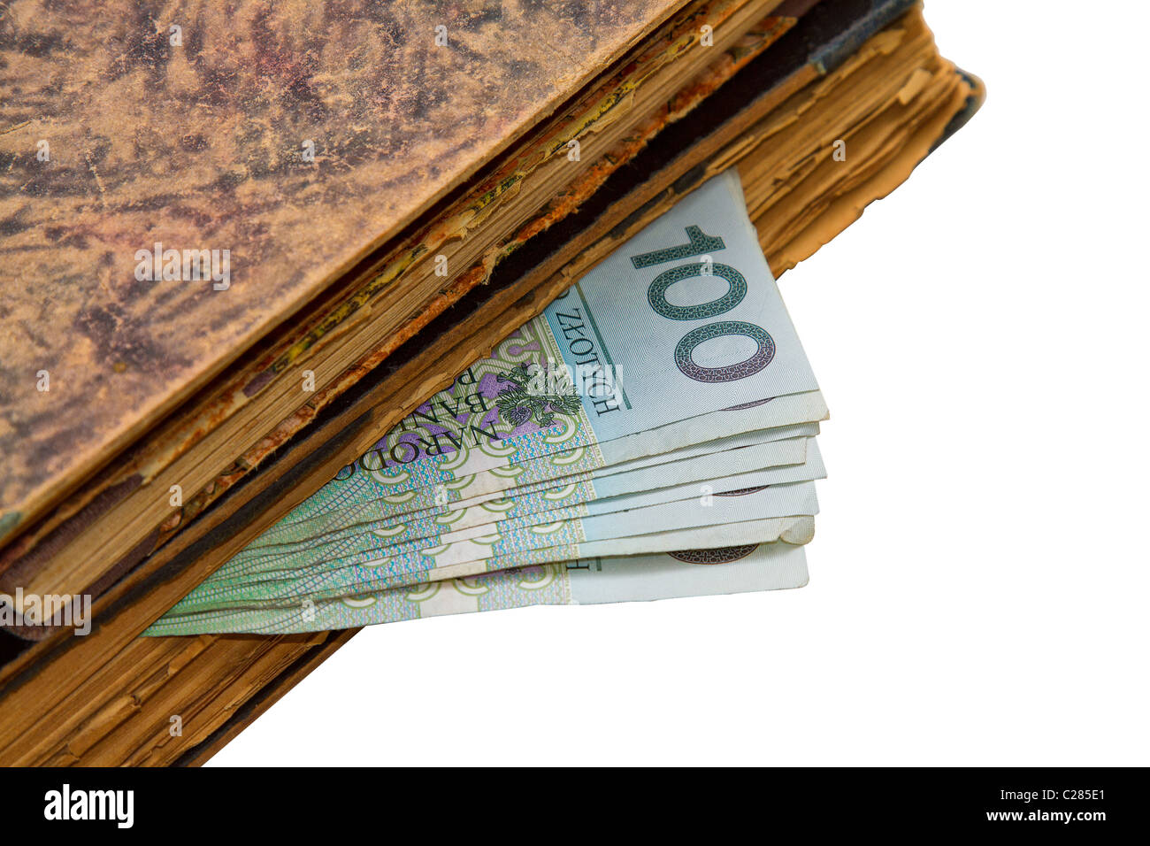 Old books and Polish banknotes - Composition Stock Photo - Alamy