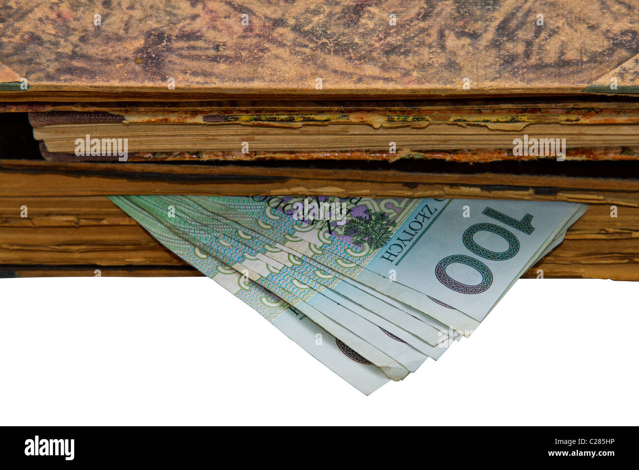 Old books and Polish banknotes - Composition Stock Photo - Alamy