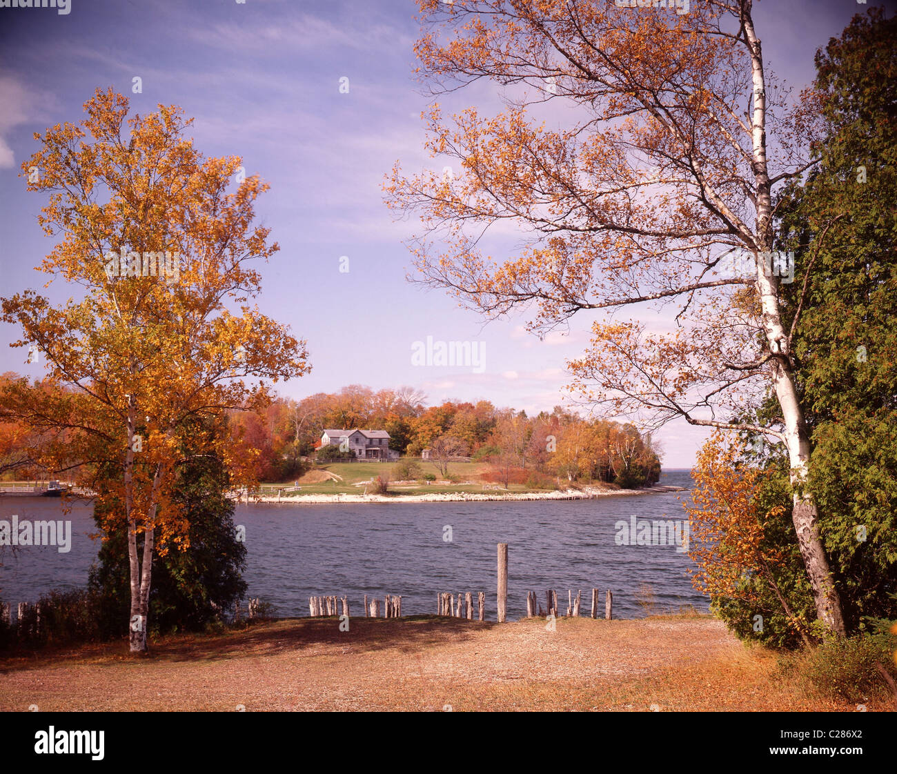 Lake Michigan and Fayette Historical Town Site, MI Stock Photo - Alamy