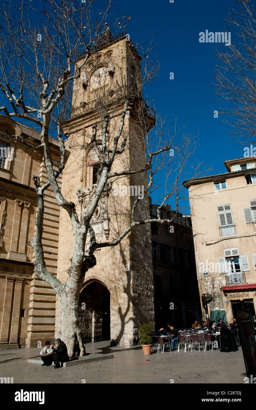 Clock tower in the square in Aix-en-Provence Stock Photo - Alamy