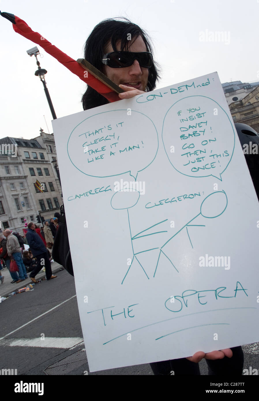 man with a homemade placard Stock Photo - Alamy