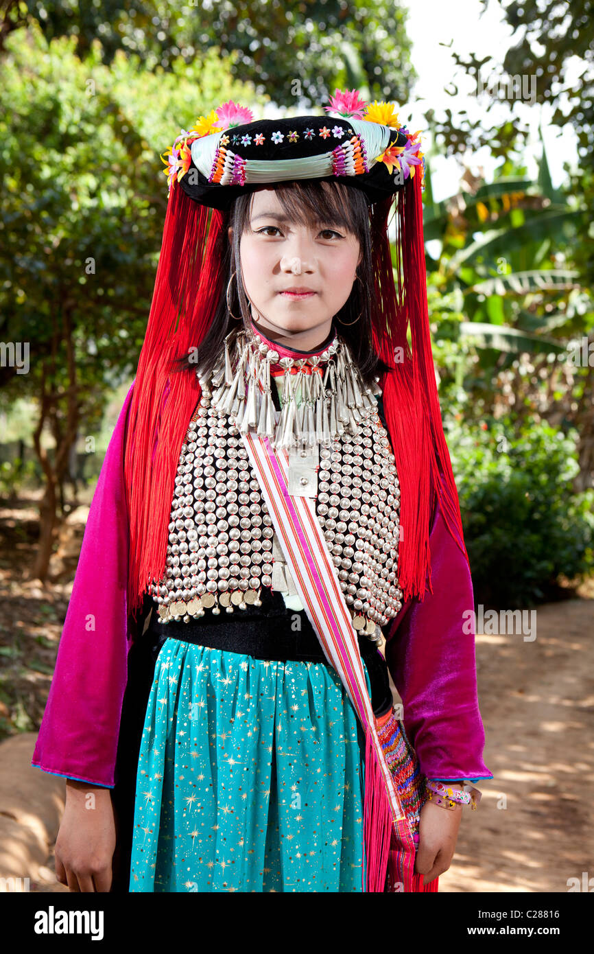 Lisu hill tribes girl wearing traditional cloth for celebrate New year ... Lisu hill tribes girl wearing traditional cloth for celebrate New year ...