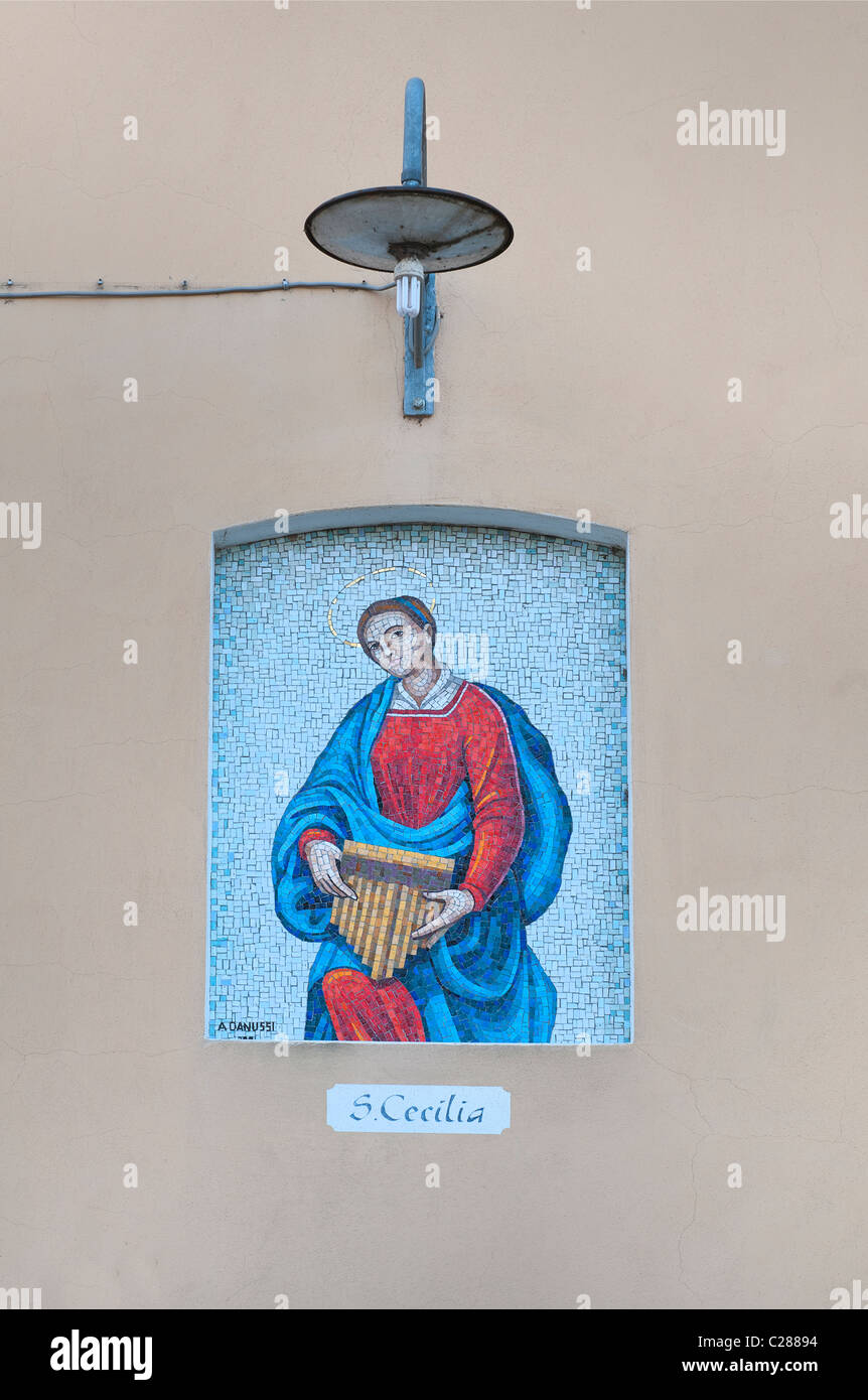 st.cecilia mosaic icon on a wall Stock Photo - Alamy